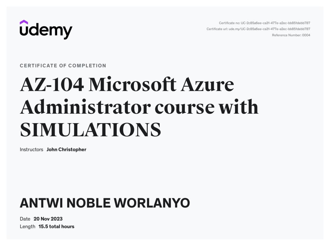 Noble Antwi on LinkedIn: Udemy Course Completion Certificate Noble Antwi on LinkedIn: Udemy Course Completion Certificate