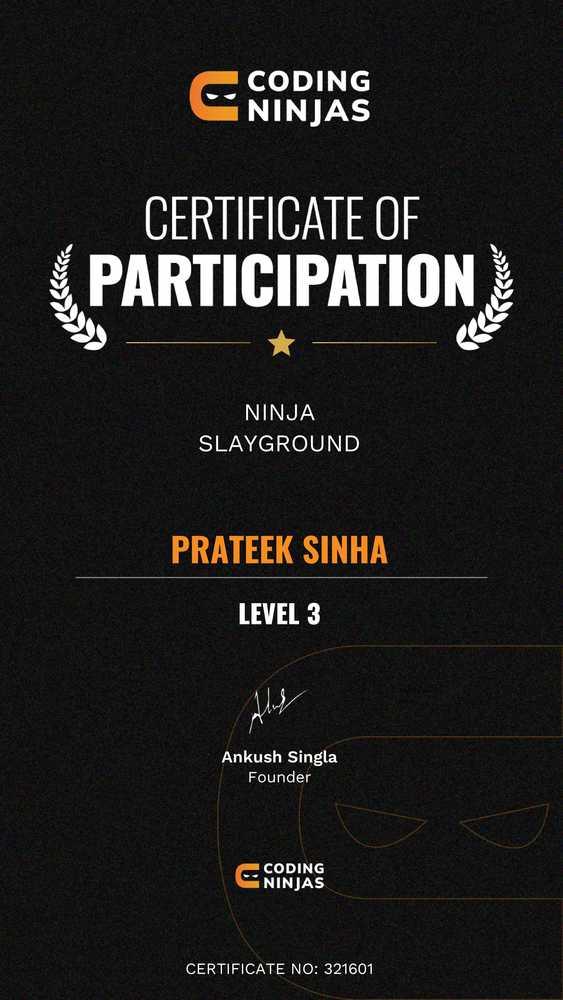 Codingninjas | Participation | Prateek Sinha Codingninjas | Participation | Prateek Sinha