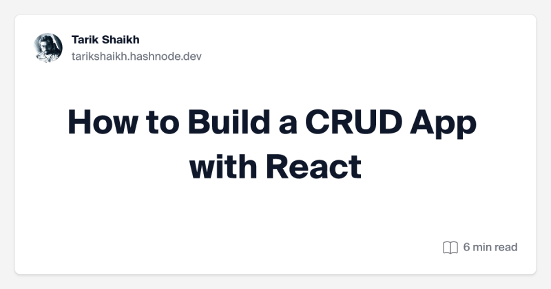 Tarik Shaikh on LinkedIn: Create a CRUD App Using React Tarik Shaikh on LinkedIn: Create a CRUD App Using React