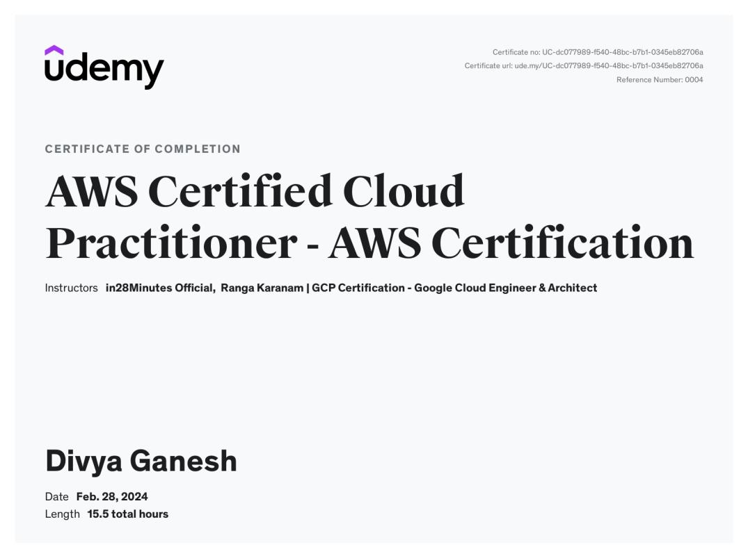 Divya Ganesh on LinkedIn: Udemy Course Completion Certificate Divya Ganesh on LinkedIn: Udemy Course Completion Certificate