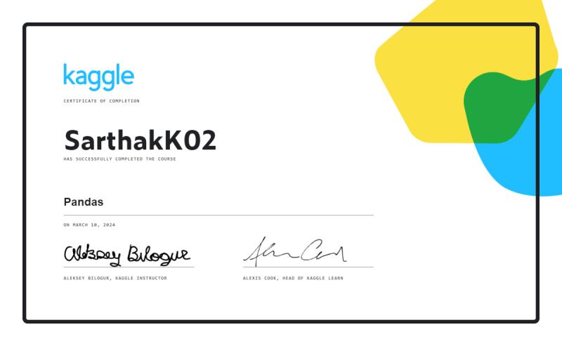 Sarthak Kharade on LinkedIn: SarthakK02 completed the Pandas course on ... Sarthak Kharade on LinkedIn: SarthakK02 completed the Pandas course on ...