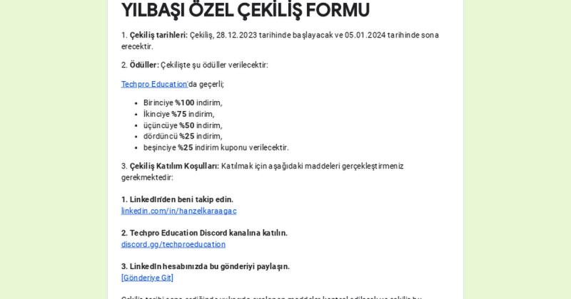 Meral Savas LinkedIn‘de: YILBAŞI ÖZEL ÇEKİLİŞ FORMU Meral Savas LinkedIn‘de: YILBAŞI ÖZEL ÇEKİLİŞ FORMU