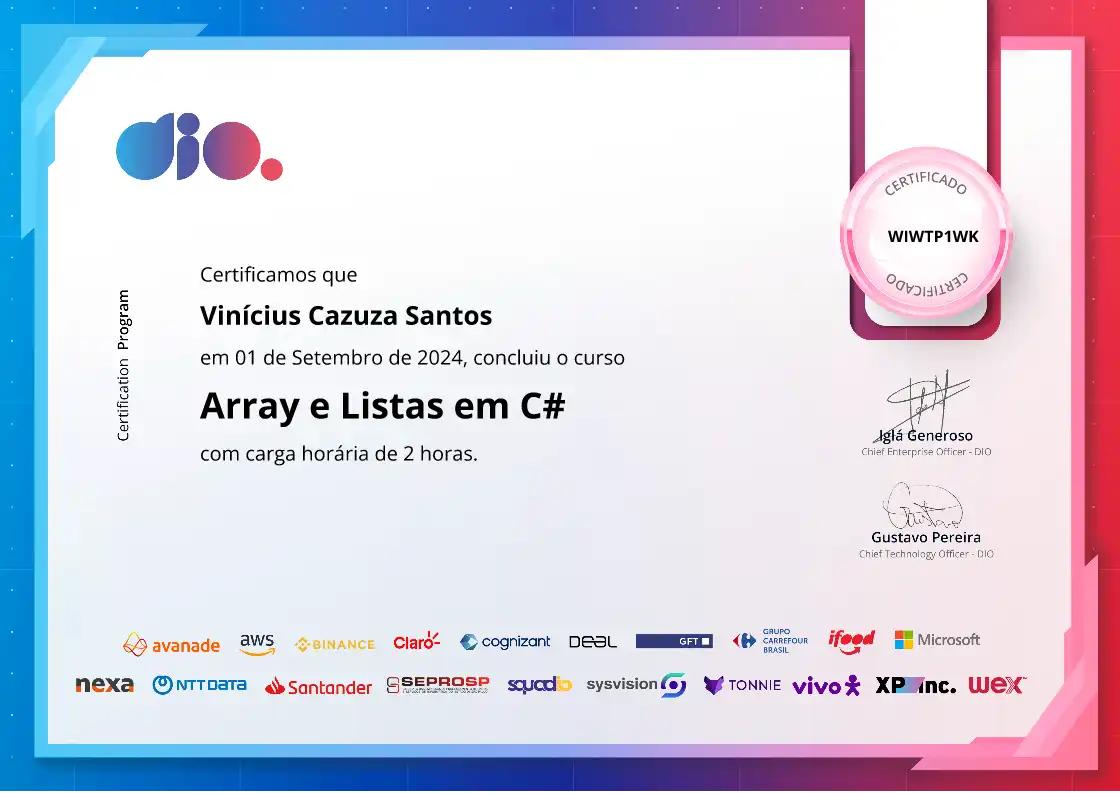 Vinicius Cazuza no LinkedIn: Array e Listas em C# Vinicius Cazuza no LinkedIn: Array e Listas em C#