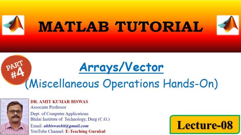 Dr. Amit Kumar Biswas on LinkedIn: array or vector operation in MATLAB ... Dr. Amit Kumar Biswas on LinkedIn: array or vector operation in MATLAB ...