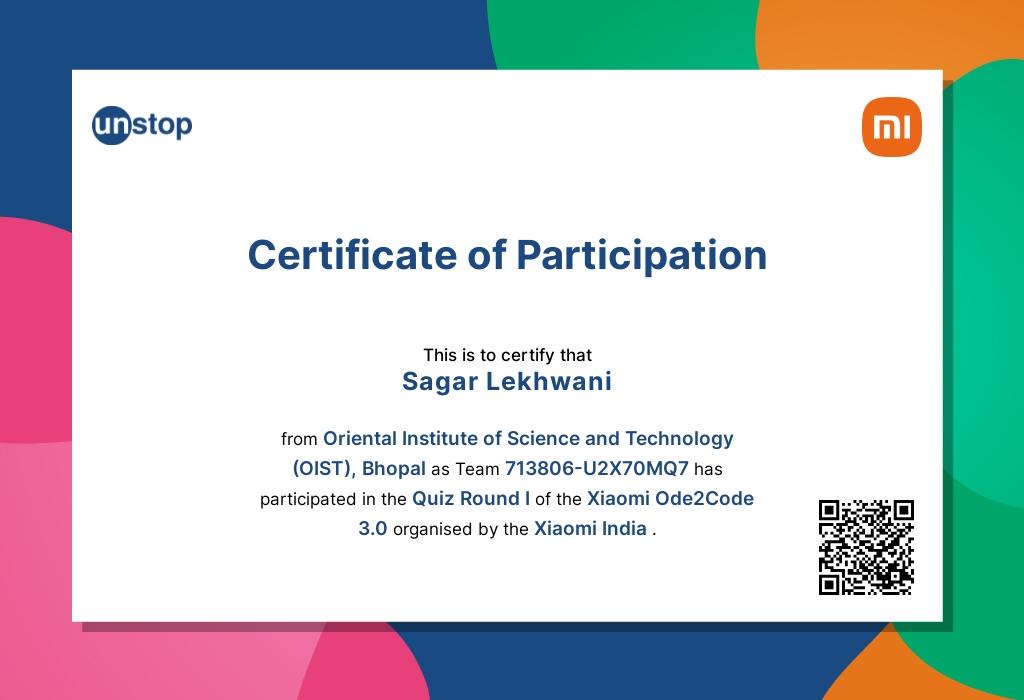 Sagar Lekhwani on LinkedIn: Certificate of Participation Sagar Lekhwani on LinkedIn: Certificate of Participation