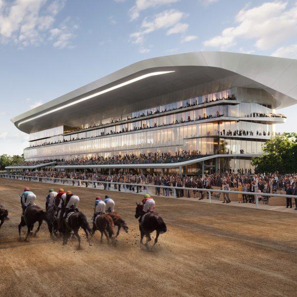 Populous unveils plan to revamp horse-racing track in New York | Meg ... Populous unveils plan to revamp horse-racing track in New York | Meg ...