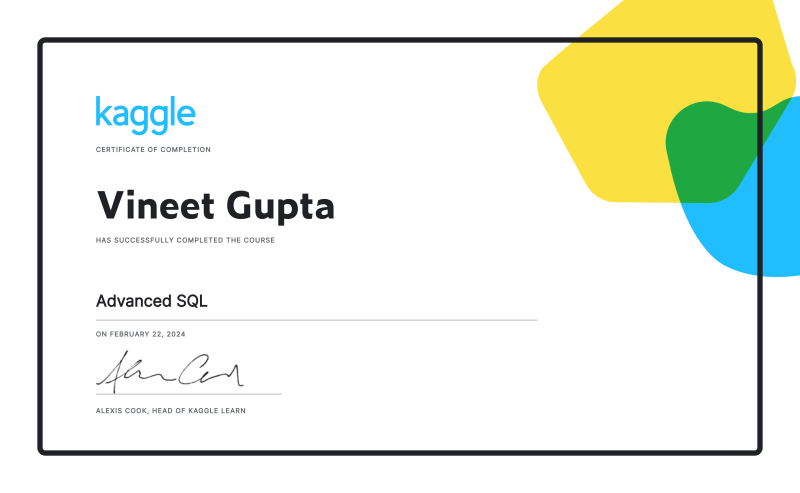Vineet Gupta on LinkedIn: Vineet Gupta completed the Advanced SQL ... Vineet Gupta on LinkedIn: Vineet Gupta completed the Advanced SQL ...