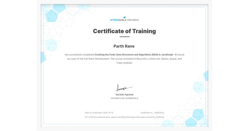Parth Rane on LinkedIn: Successfully completed the Cracking the Code ... Parth Rane on LinkedIn: Successfully completed the Cracking the Code ...