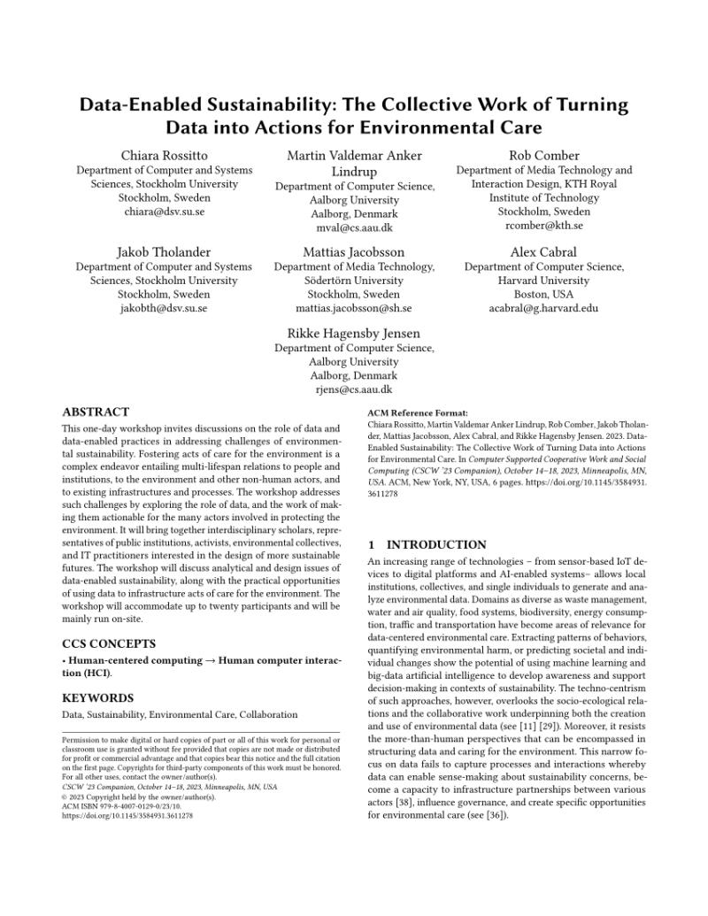 Chiara Rossitto on LinkedIn: (PDF) CSCW Workshop Data Centred ... Chiara Rossitto on LinkedIn: (PDF) CSCW Workshop Data Centred ...