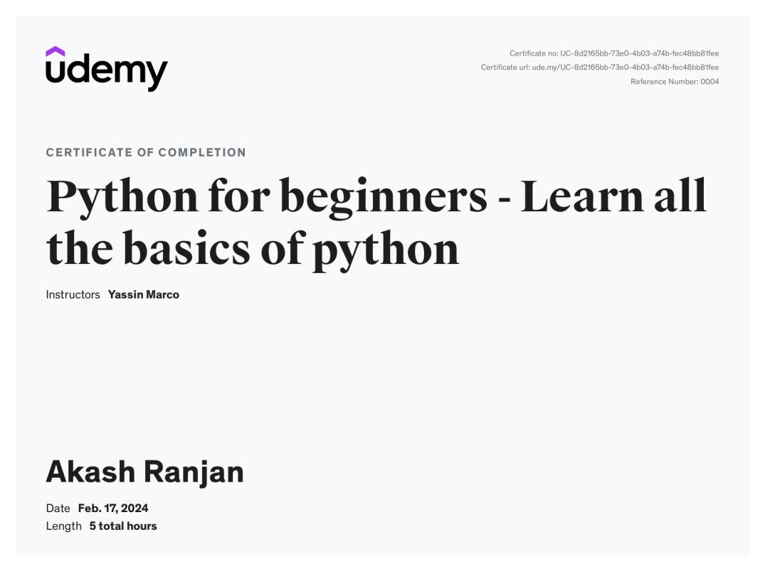 Udemy Course Completion Certificate | Akash Ranjan Udemy Course Completion Certificate | Akash Ranjan