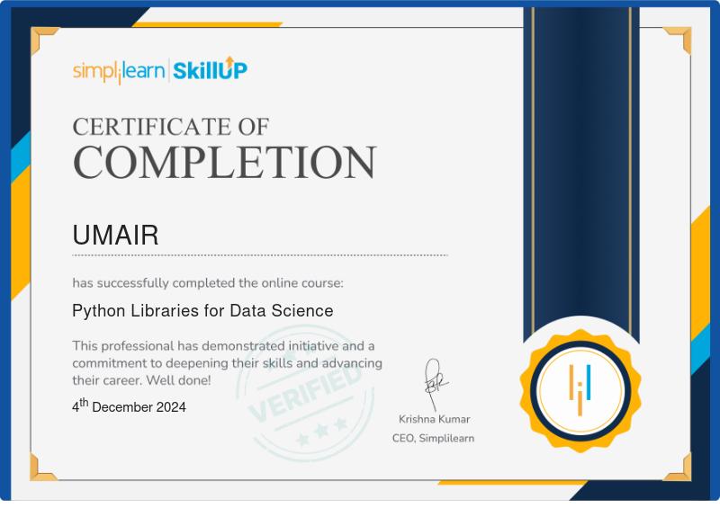 UMAIR has successfully completed the online course Python Libraries for ... UMAIR has successfully completed the online course Python Libraries for ...