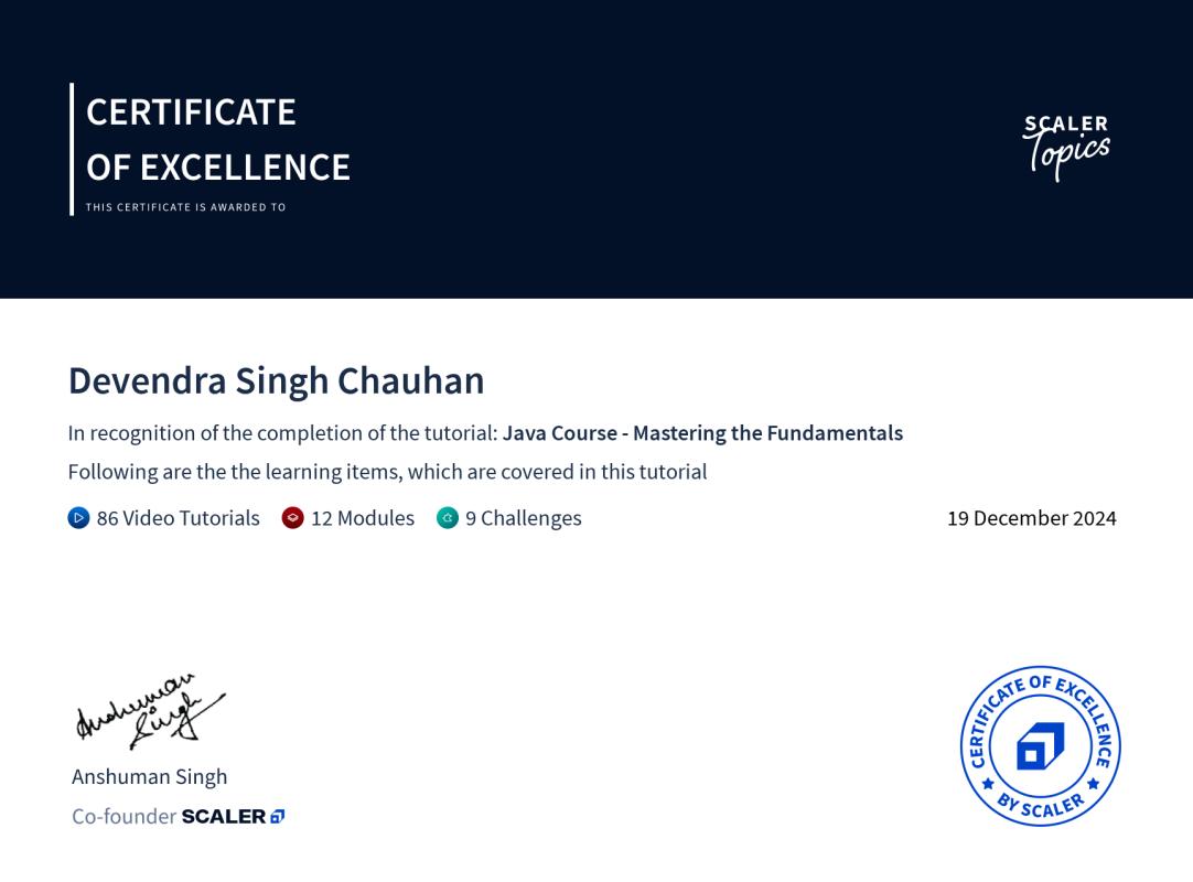 Devendra Singh Chauhan on LinkedIn: I have completed Java Course ... Devendra Singh Chauhan on LinkedIn: I have completed Java Course ...