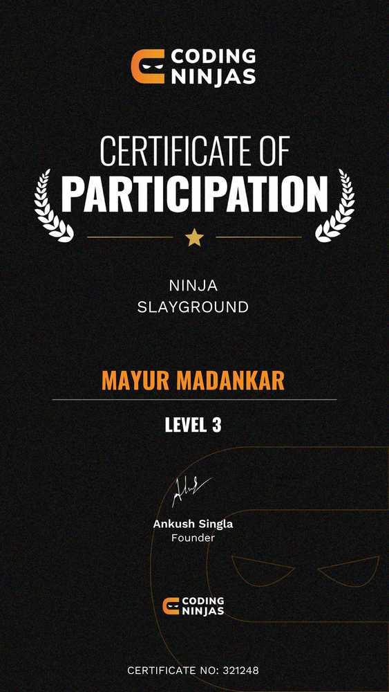 Mayur Madankar on LinkedIn: Codingninjas | Participation Mayur Madankar on LinkedIn: Codingninjas | Participation