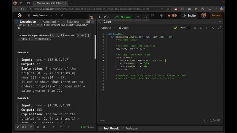 Python3. LeetCode Solution: 2874. Maximum Value of an Ordered Triplet ... Python3. LeetCode Solution: 2874. Maximum Value of an Ordered Triplet ...