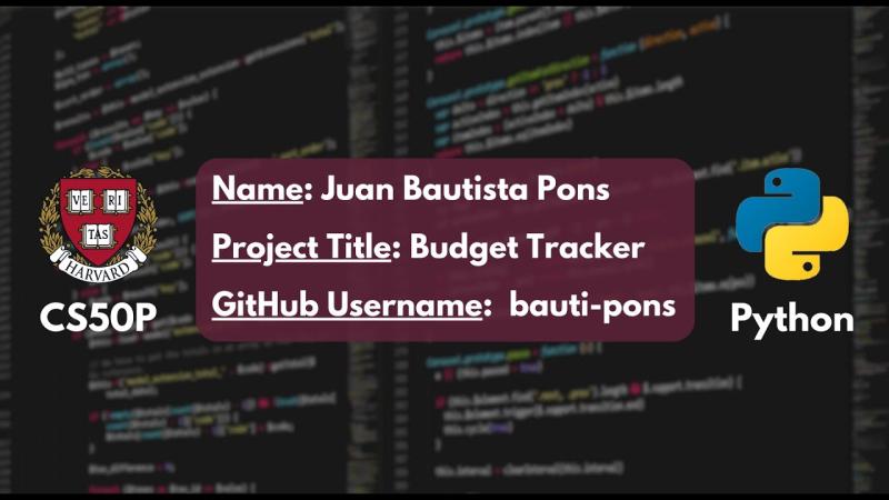 CS50P Final Project - Budget Tracker | Juan Bautista Pons CS50P Final Project - Budget Tracker | Juan Bautista Pons
