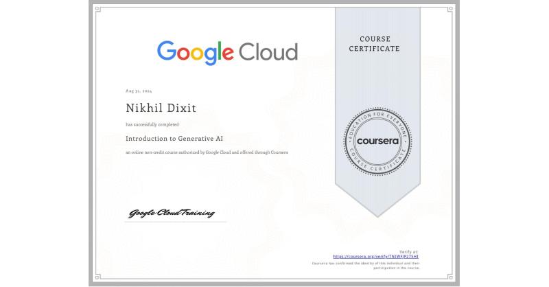 Nikhil Ram Dixit on LinkedIn: Completion Certificate for Introduction ... Nikhil Ram Dixit on LinkedIn: Completion Certificate for Introduction ...