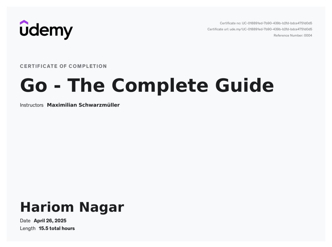 Udemy Course Completion Certificate | Hariom Nagar ️ Udemy Course Completion Certificate | Hariom Nagar ️