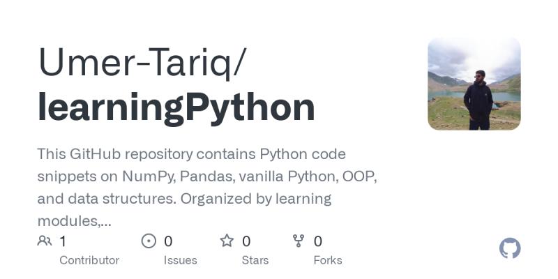New GitHub repository for Python code snippets | Muhammad Umer Tariq ... New GitHub repository for Python code snippets | Muhammad Umer Tariq ...