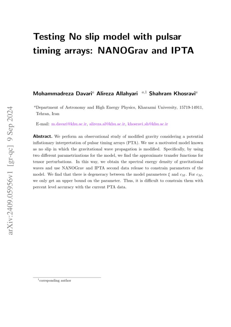 Alireza Allahyari on LinkedIn: (PDF) Testing No slip model with pulsar ... Alireza Allahyari on LinkedIn: (PDF) Testing No slip model with pulsar ...