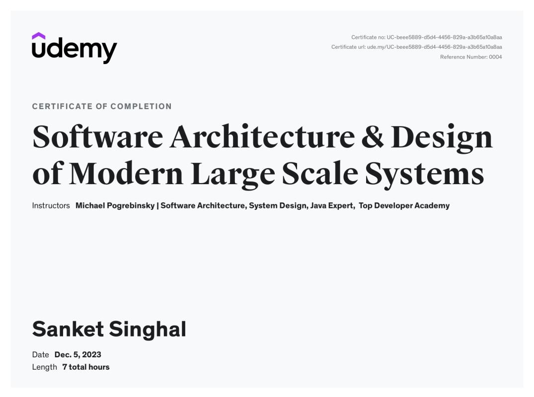 Sanket Singhal on LinkedIn: Udemy Course Completion Certificate Sanket Singhal on LinkedIn: Udemy Course Completion Certificate