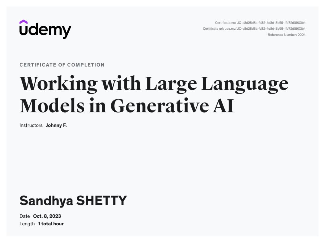Sandhya Shetty on LinkedIn: Udemy Course Completion Certificate Sandhya Shetty on LinkedIn: Udemy Course Completion Certificate