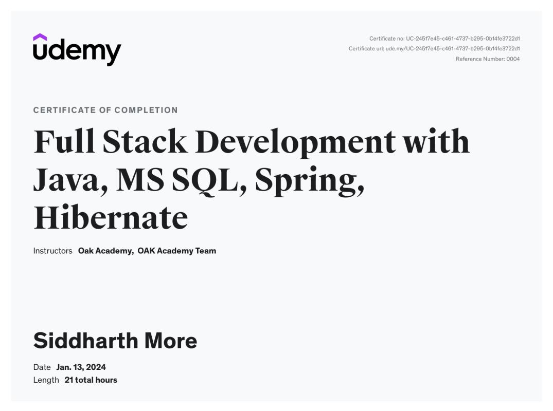 SIDDHARTH MORE on LinkedIn: Udemy Course Completion Certificate SIDDHARTH MORE on LinkedIn: Udemy Course Completion Certificate