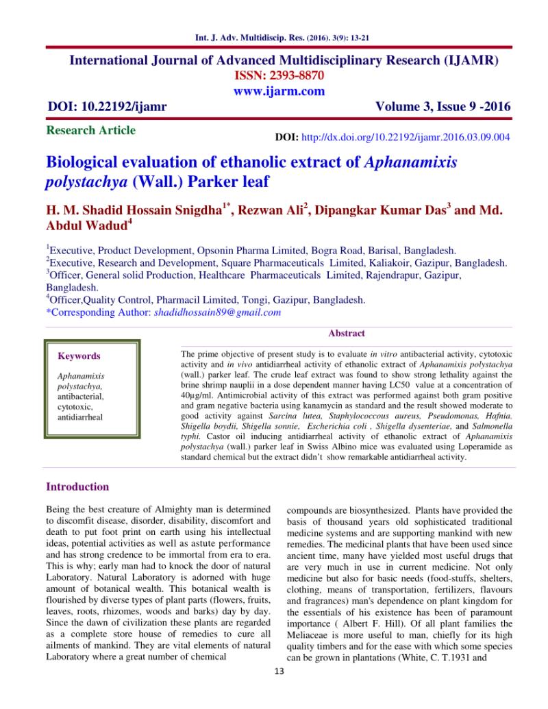 Shadid Hossain Snigdha on LinkedIn: (PDF) Biological evaluation of ... Shadid Hossain Snigdha on LinkedIn: (PDF) Biological evaluation of ...