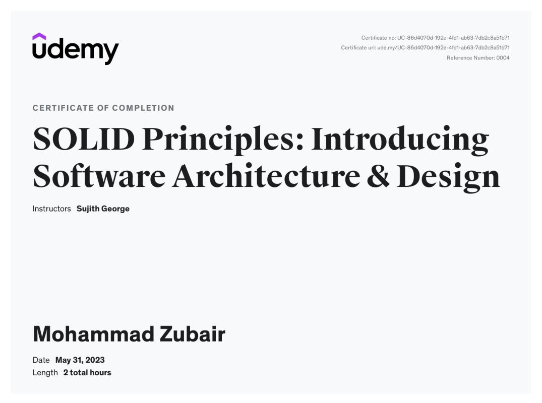 Mohammad Zubair Akrami on LinkedIn: Udemy Course Completion Certificate Mohammad Zubair Akrami on LinkedIn: Udemy Course Completion Certificate