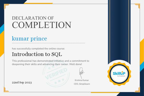 Kumar Prince on LinkedIn: kumar prince has successfully completed the ... Kumar Prince on LinkedIn: kumar prince has successfully completed the ...