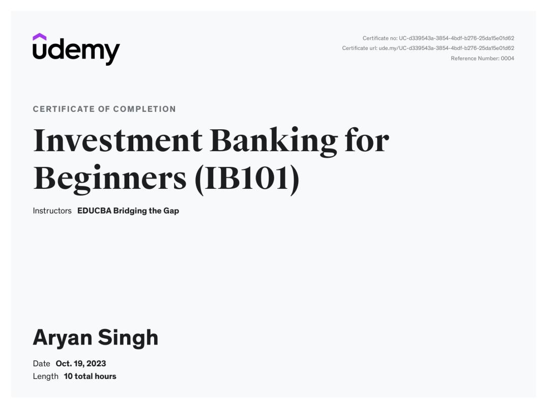 Aryan Singh on LinkedIn: Udemy Course Completion Certificate Aryan Singh on LinkedIn: Udemy Course Completion Certificate