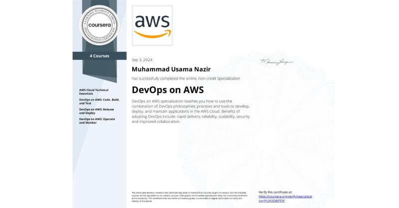 Usama Malik on LinkedIn: Completion Certificate for DevOps on AWS Usama Malik on LinkedIn: Completion Certificate for DevOps on AWS