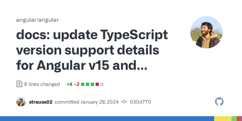 docs: update TypeScript version support details for Angular v15 and v ... docs: update TypeScript version support details for Angular v15 and v ...