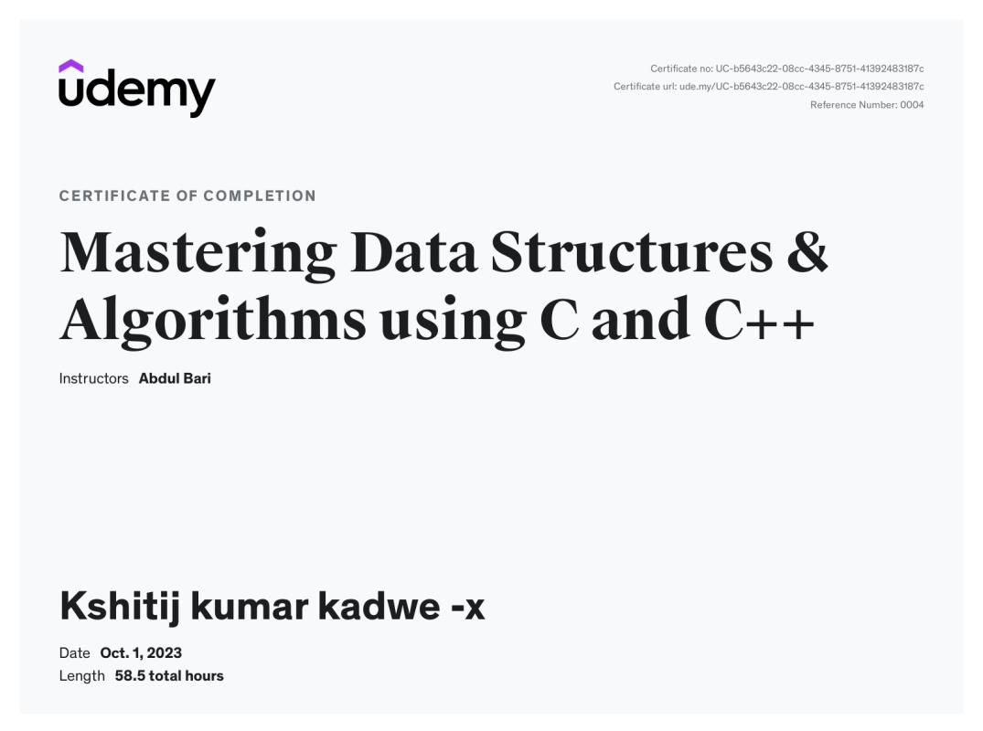 Kshitij kumar Kadwe on LinkedIn: Udemy Course Completion Certificate Kshitij kumar Kadwe on LinkedIn: Udemy Course Completion Certificate