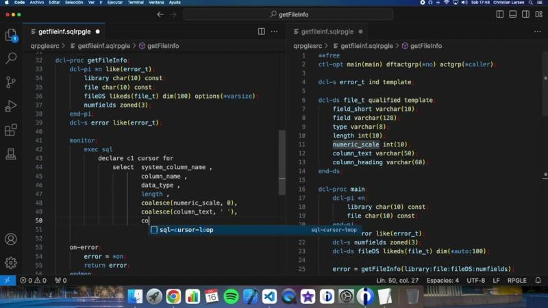 Coding in RPG (IBM i/AS400). How to get information from the columns of ... Coding in RPG (IBM i/AS400). How to get information from the columns of ...