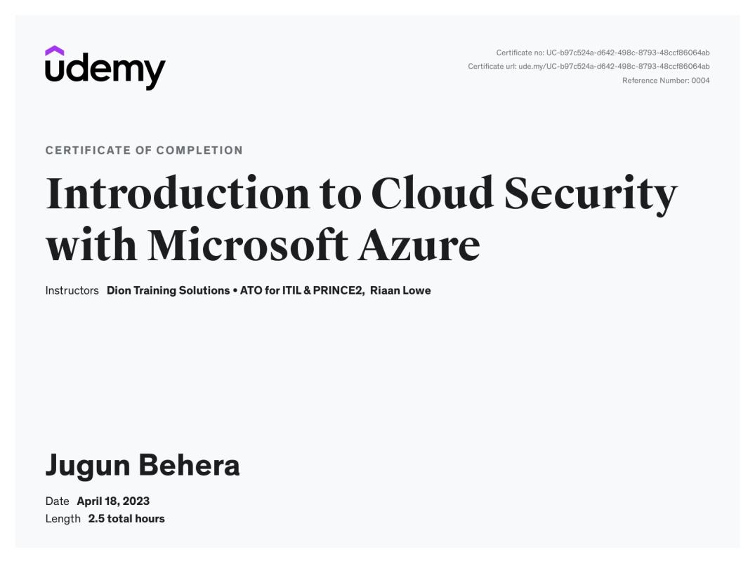 Jugun Behera on LinkedIn: Udemy Course Completion Certificate Jugun Behera on LinkedIn: Udemy Course Completion Certificate