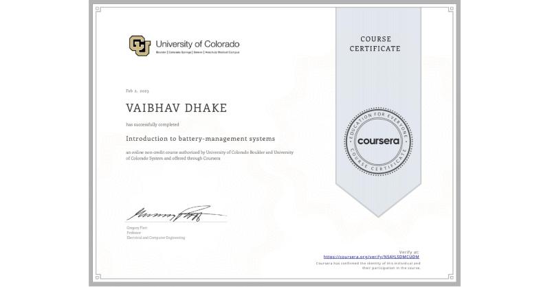 Completion Certificate for Introduction to battery-management systems ... Completion Certificate for Introduction to battery-management systems ...