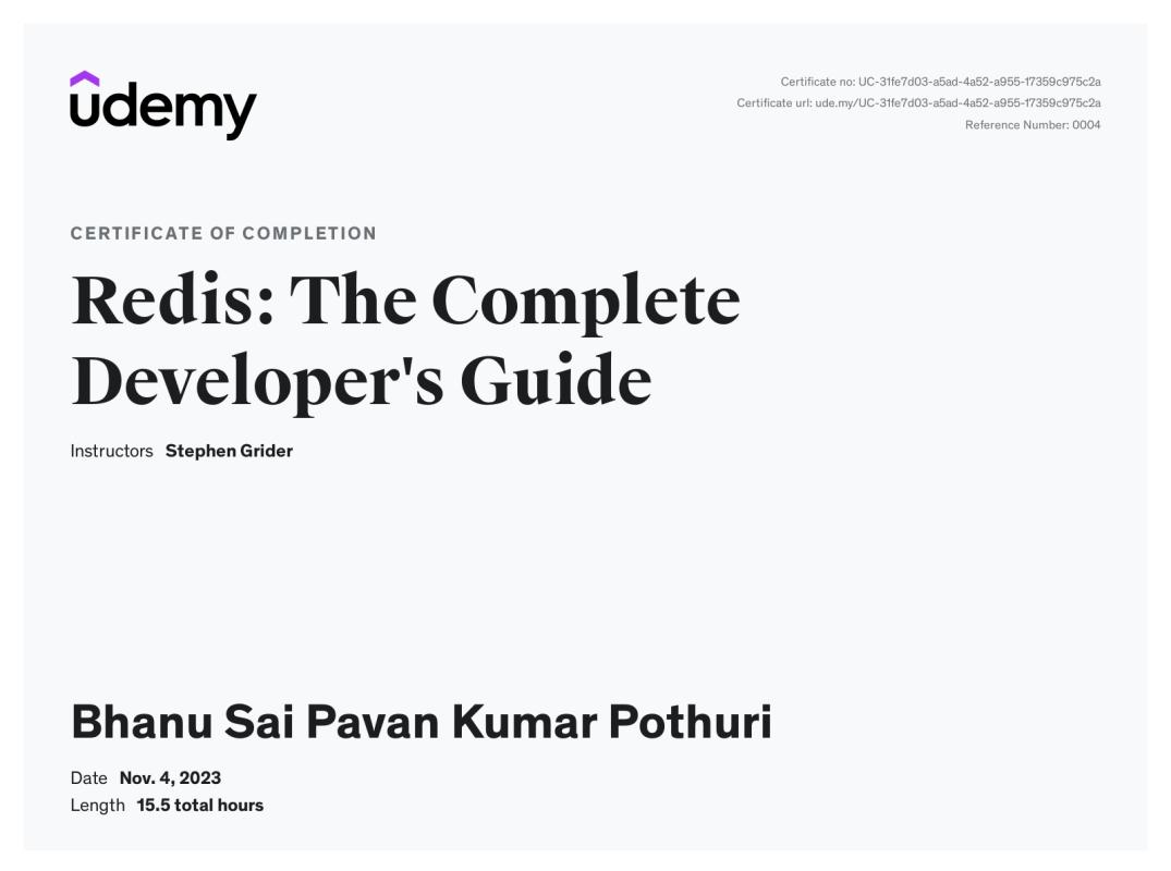 Bhanu Sai Pavan Kumar Pothuri on LinkedIn: Udemy Course Completion ... Bhanu Sai Pavan Kumar Pothuri on LinkedIn: Udemy Course Completion ...