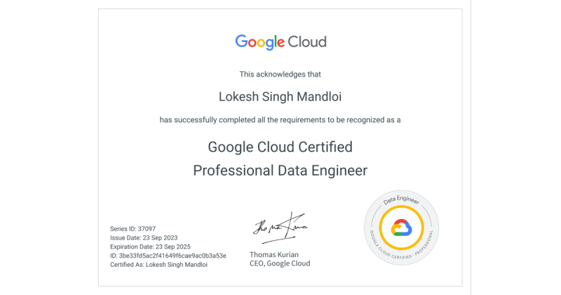 Lokesh Singh Mandloi on LinkedIn: Professional Data Engineer • Lokesh ... Lokesh Singh Mandloi on LinkedIn: Professional Data Engineer • Lokesh ...