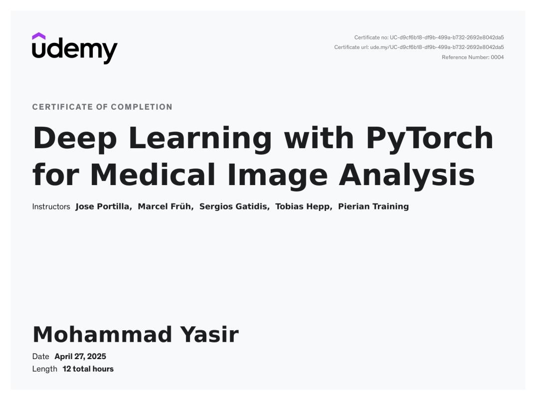 Udemy Course Completion Certificate | Mohammad Yasir Udemy Course Completion Certificate | Mohammad Yasir