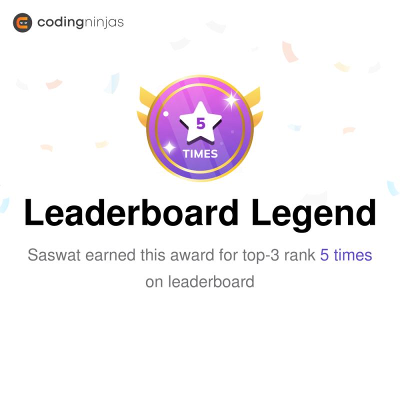 Saswat Jagannath Mishra on LinkedIn: Codingninjas | Achievements Saswat Jagannath Mishra on LinkedIn: Codingninjas | Achievements