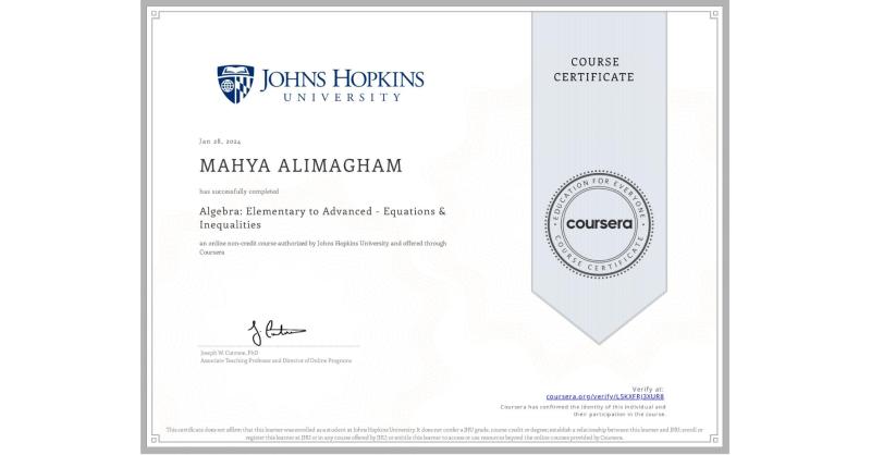 Completion Certificate for Algebra: Elementary to Advanced - Equations ... Completion Certificate for Algebra: Elementary to Advanced - Equations ...