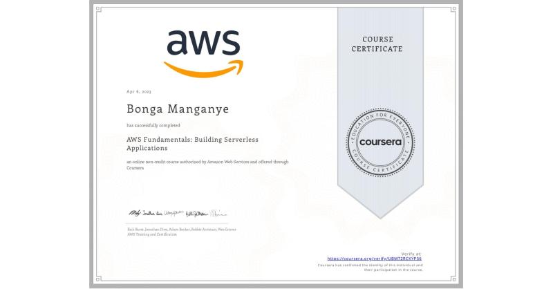 Completion Certificate for AWS Fundamentals: Building Serverless ... Completion Certificate for AWS Fundamentals: Building Serverless ...