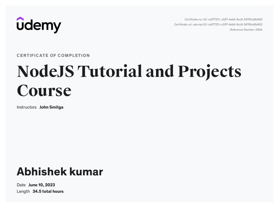 Abhishek Kumar on LinkedIn: Udemy Course Completion Certificate Abhishek Kumar on LinkedIn: Udemy Course Completion Certificate
