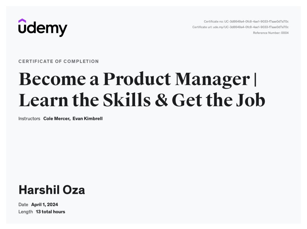 Udemy Course Completion Certificate | Harshil Oza Udemy Course Completion Certificate | Harshil Oza
