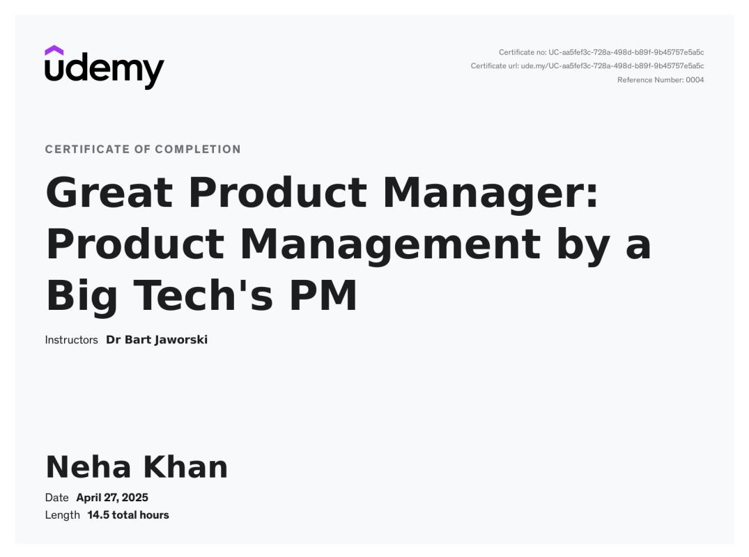 Udemy Course Completion Certificate | Neha Khan | 14 comments Udemy Course Completion Certificate | Neha Khan | 14 comments