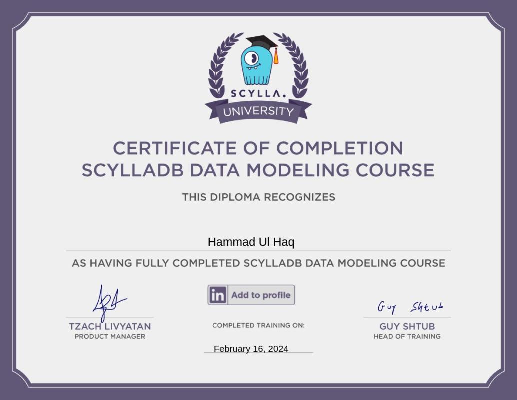 Data Modeling Course Completion Certificate | Hammad Ul Haq Data Modeling Course Completion Certificate | Hammad Ul Haq