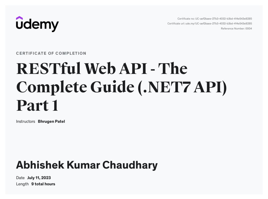 Abhishek Kumar Chaudhary on LinkedIn: Udemy Course Completion Certificate Abhishek Kumar Chaudhary on LinkedIn: Udemy Course Completion Certificate