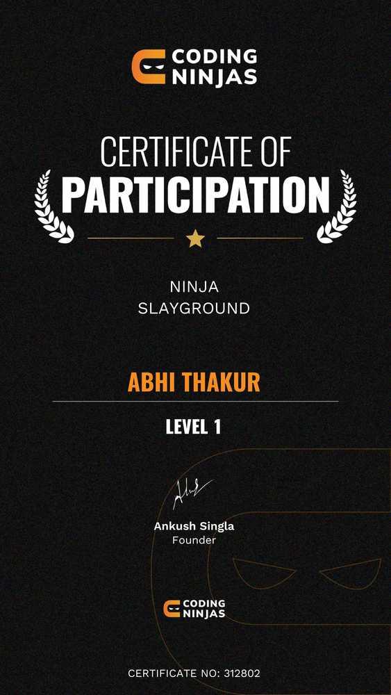 Abhishek Rajput on LinkedIn: Codingninjas | Participation Abhishek Rajput on LinkedIn: Codingninjas | Participation