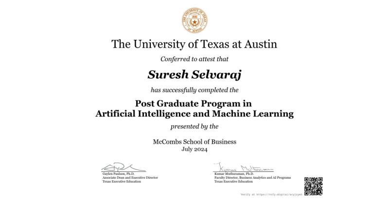 suresh Selvaraj on LinkedIn: University of Texas - Austin, Digital ... suresh Selvaraj on LinkedIn: University of Texas - Austin, Digital ...