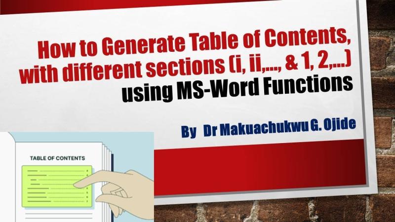 Makuachukwu G. Ojide (PhD) on LinkedIn: Generate Table of Contents with ... Makuachukwu G. Ojide (PhD) on LinkedIn: Generate Table of Contents with ...